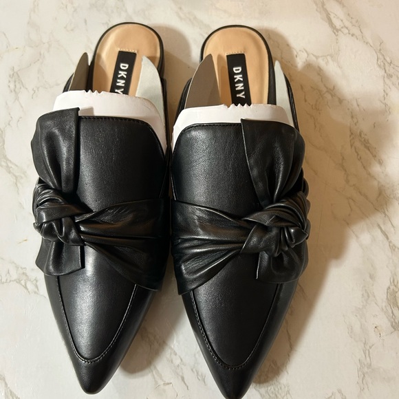Dkny | Shoes | Dkny Pier Black Leather Bow Mules | Poshmark